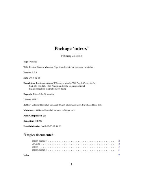 Package 'intcox'