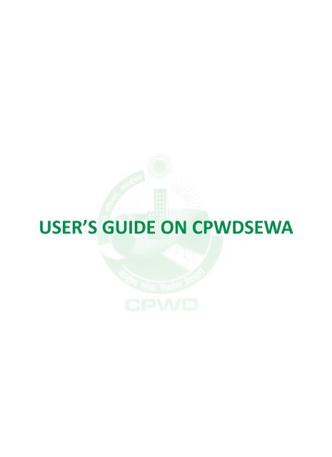 User's guide on cpwdsewa - cpwd