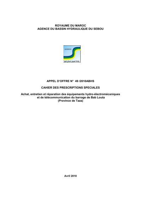 ROYAUME DU MAROC - Agence du bassin hydraulique du sebou