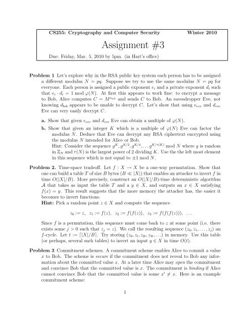 Assignment #3 - Stanford Crypto Group