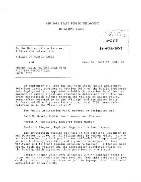 IA80-013 - NYS Public Employment Relations Board (PERB) - New ...