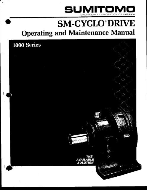 Cyclo 1000 Reducer Manual - Sumitomo Drive Technologies