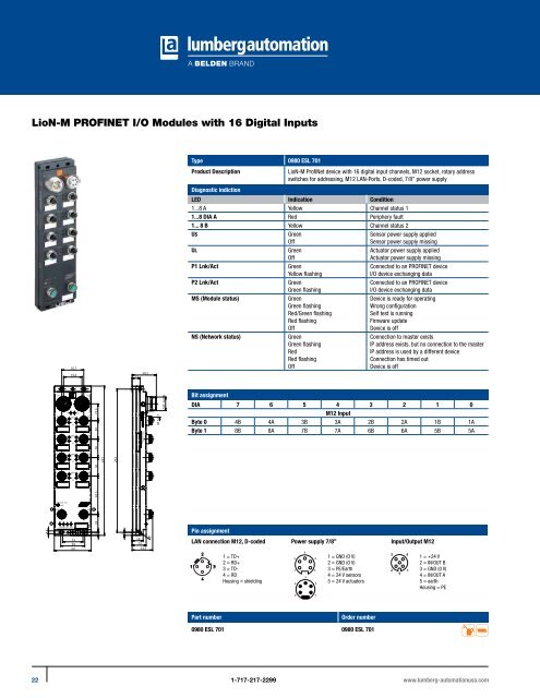 LioN-M PROFINET I/O Modules with 16 Digital Inputs - Lumberg ...