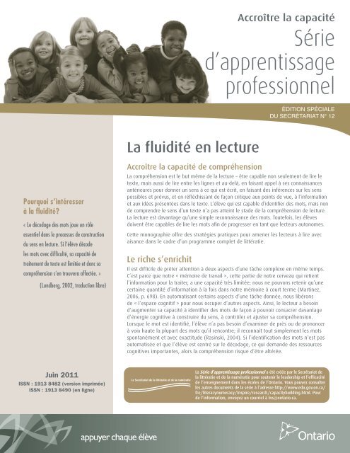 La fluidité en lecture - Ministère de l'éducation - Ontario.ca