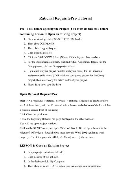 Requisite Pro Tutorial