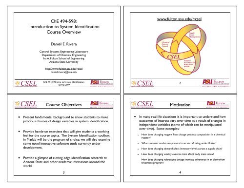 System Identification Course Overview - Control Systems ...