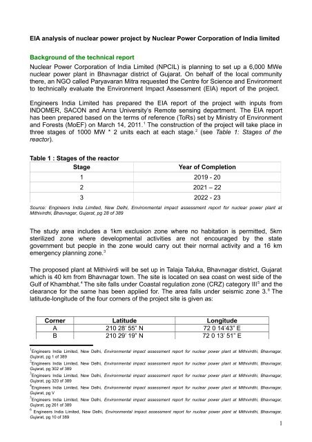EIA analysis of nuclear power project at Bhavnagar - Centre for ...