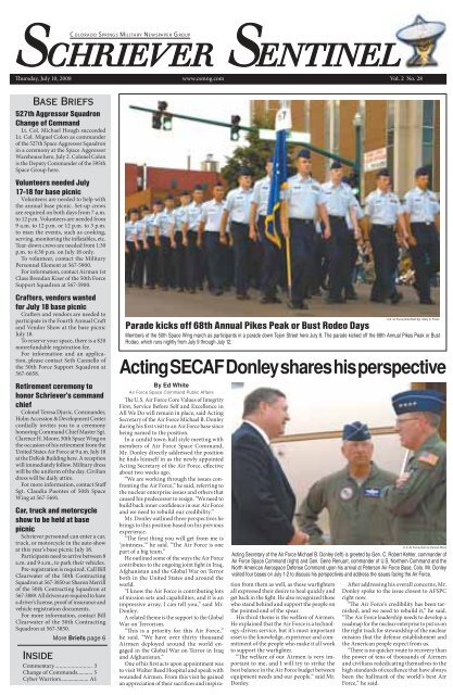 schriever sentinel - Colorado Springs Military Newspaper Group