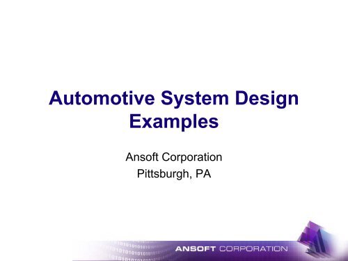 Presentation - Automotive System Design Examples