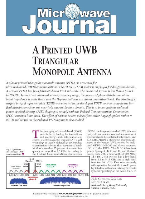 A PRINTED UWB TRIANGULAR MONOPOLE ANTENNA