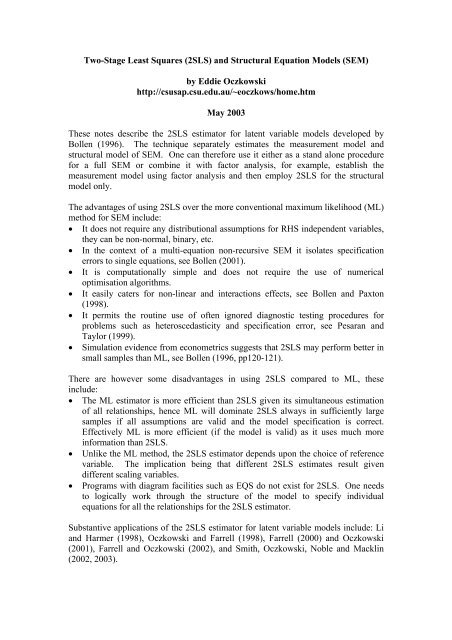 Two-Stage Least Squares (2SLS) and Structural Equation Models ...