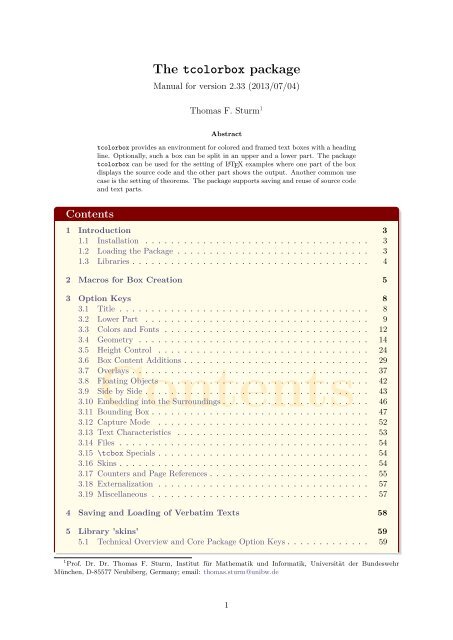 Manual for the tcolorbox package