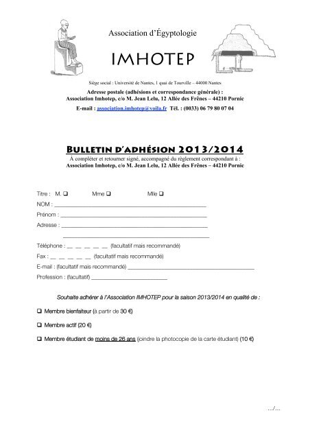 BULLETIN D ADHESION UNIQUE SAISON 2011/2012