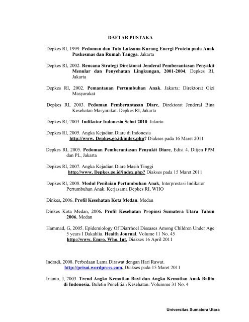 DAFTAR PUSTAKA Depkes RI, 1999. Pedoman dan Tata Laksana ...