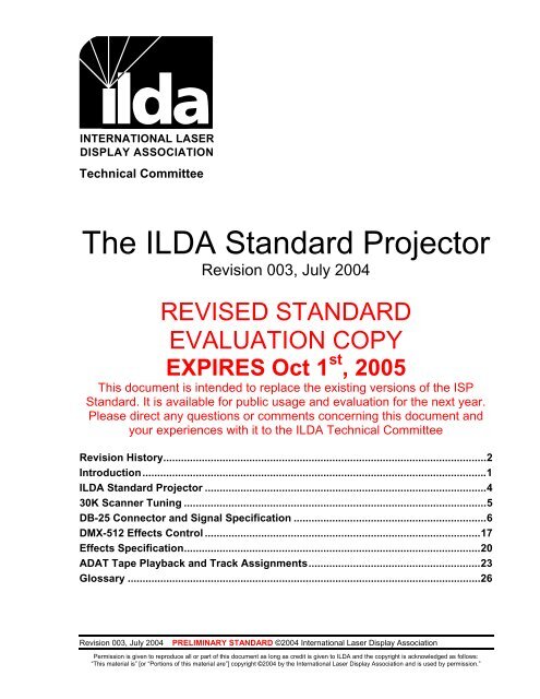 The ILDA Standard Projector - The International Laser Display ...