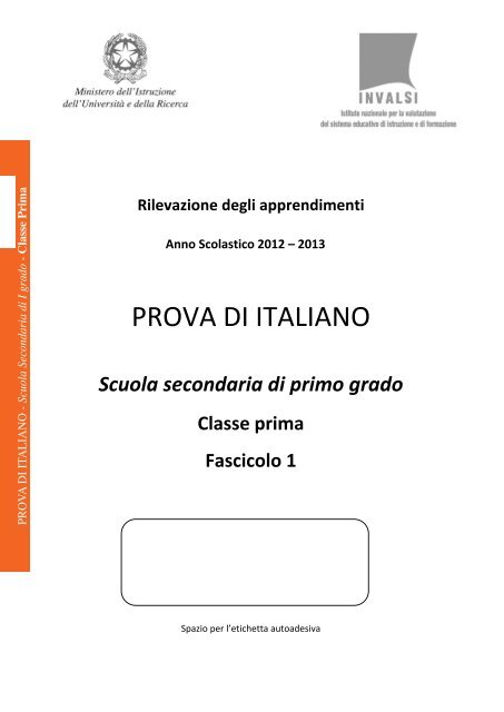 prova invalsi 2012 – 2013 italiano prima media - Engheben.It
