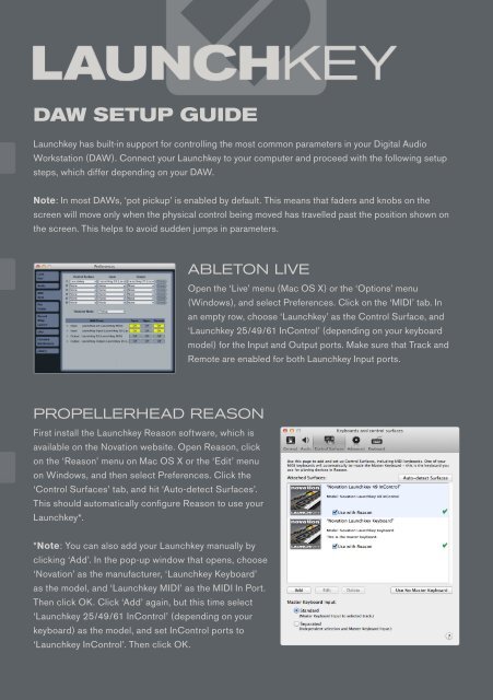 Launchkey DAW setup guide - Novation