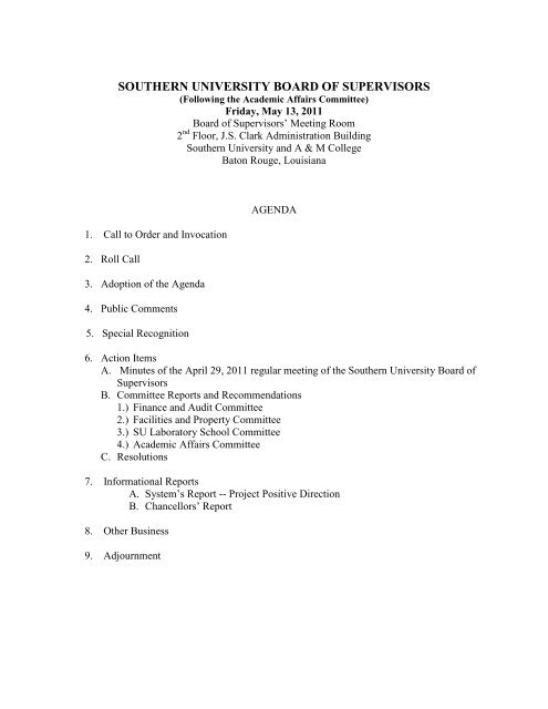 southern university board of supervisors - Southern University System