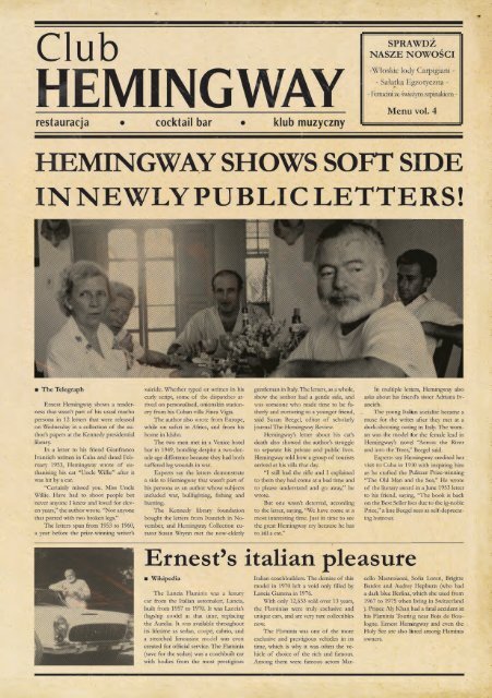 Menu - Club Hemingway