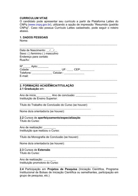 Modelo Curriculum Lattes - La Salle