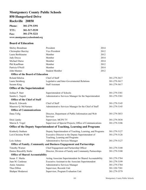 Montgomery County Public Schools - Directory of Maryland Public ...