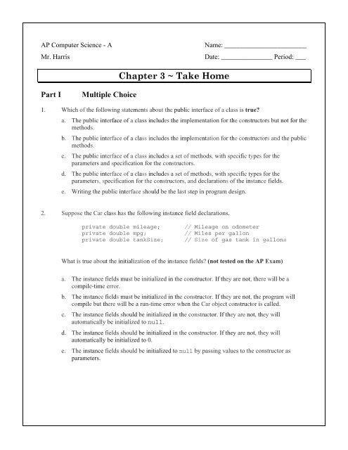 Chapter 3 ~ Take Home