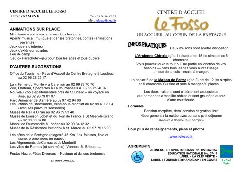 un accueil au cœur de la bretagne - Centre Le Fosso
