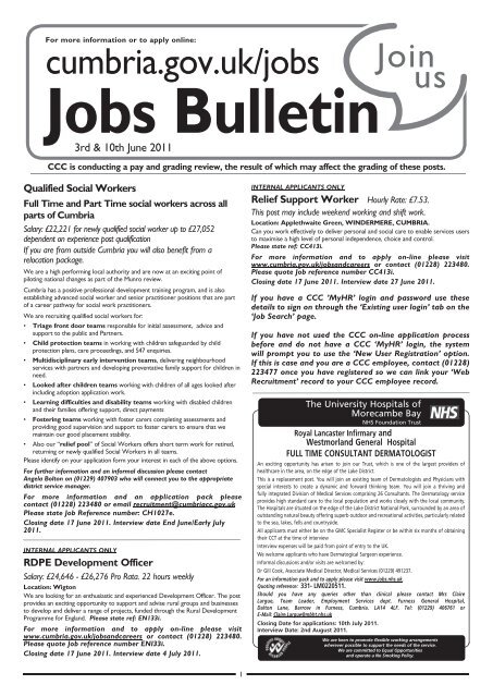Jobs Bulletin - Cumbria County Council