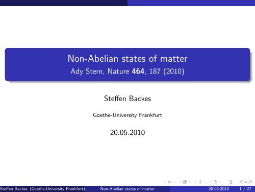 Non-Abelian states of matter - Ady Stern, Nature 464, 187 (2010)