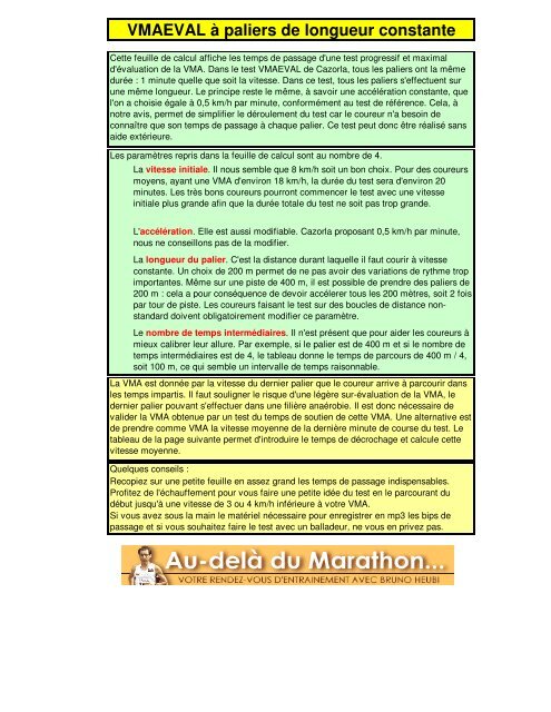 le test de VMA au format PDF - SportNat