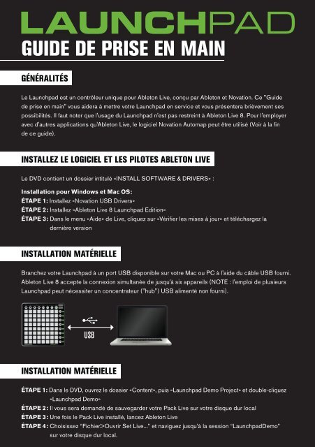 GUIDE DE PRISE EN MAIN - Novation