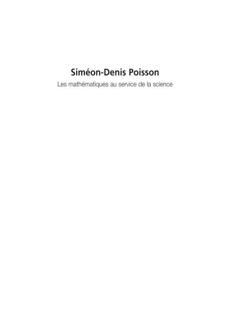 Siméon-Denis Poisson - Les Éditions de l'École Polytechnique