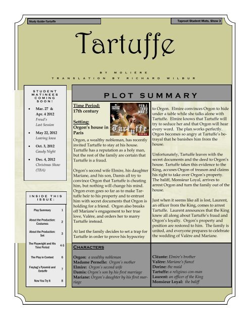 Préparation de Francais sur le Tartuffe de Molière ! Demande de ...