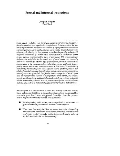 Formal and informal institutions - Exclusion.net