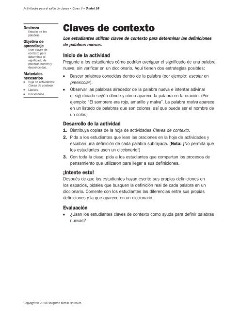 Claves de contexto - Houghton Mifflin Harcourt