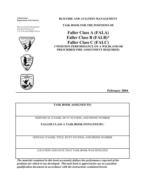 Faller Class A, B, C Position Task Book