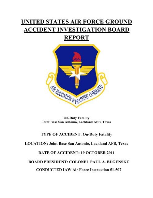 united states air force ground accident investigation board - aib reports