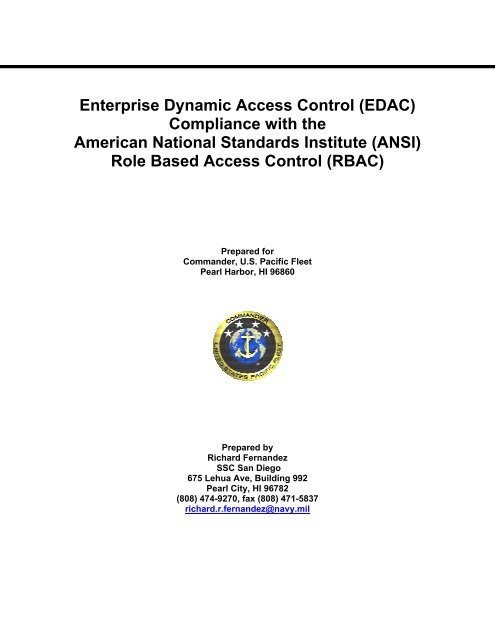 Chapter 1 EDAC and ANSI INCITS 359-2004 RBAC Conformance
