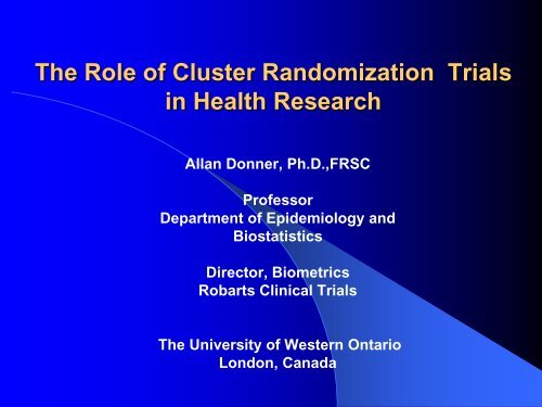 Design and Analysis of Cluster Randomization Trials In Health ...