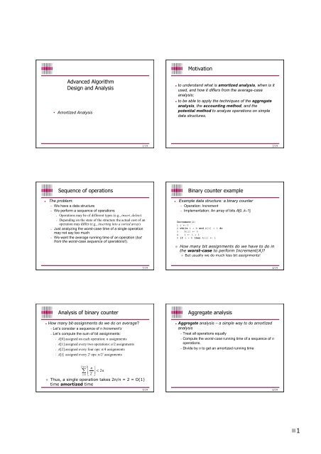 Advanced Algorithm Design and Analysis Motivation Sequence of ... Advanced Algorithm Design and Analysis Motivation Sequence of ...