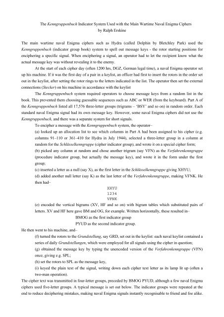 (kenngruppenbuch) naval enigma indicator system