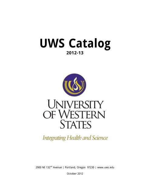 UWS Catalog - University of Western States