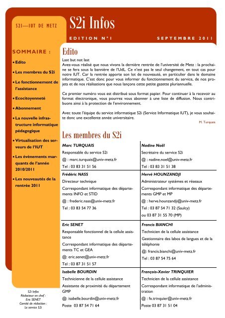 S2i Infos - IUT de Metz