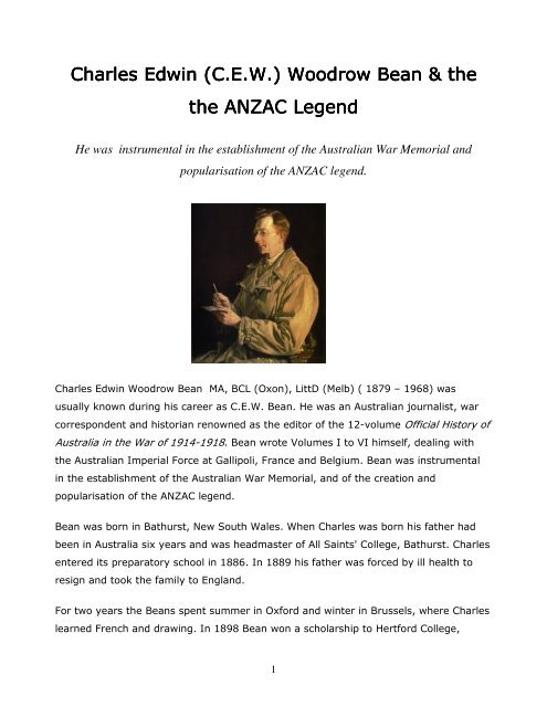 C.e.w bean & the anzac legend