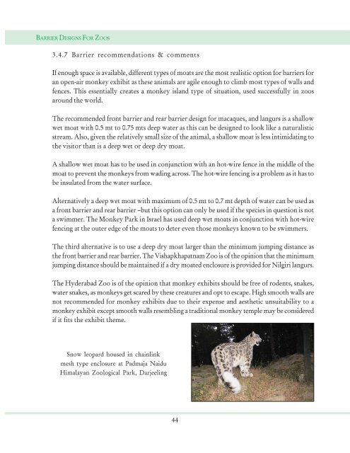 BARRIER DESIGNS FOR ZOOS