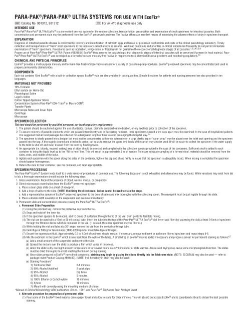 PARA-PAK®/PARA-PAK® ULTRA SYSTEMS FOR USE WITH EcoFix
