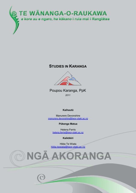 Poupou Karanga, PpK - Te Wānanga o Raukawa