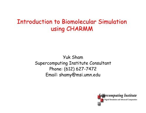 Introduction to Biomolecular Simulation using CHARMM