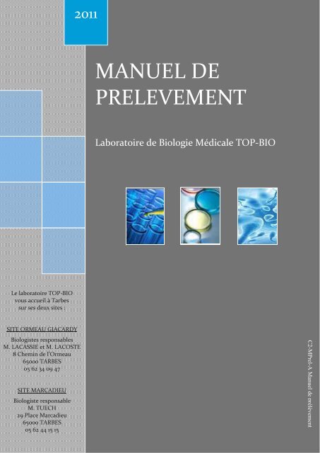 MANUEL DE PRELEVEMENT - Laboratoire d'Analyses Médicales ...