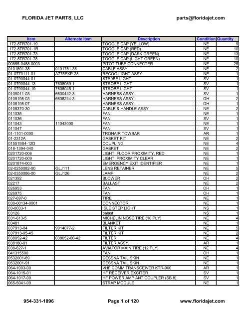 inventory - Florida Jet Center